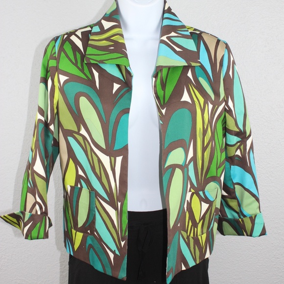 Andre Oliver | Jackets & Coats | Andre Oliver Greenteal Leaf Print ...